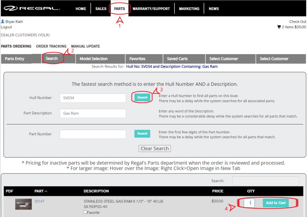 Ordering Parts – Regal Dealer Support